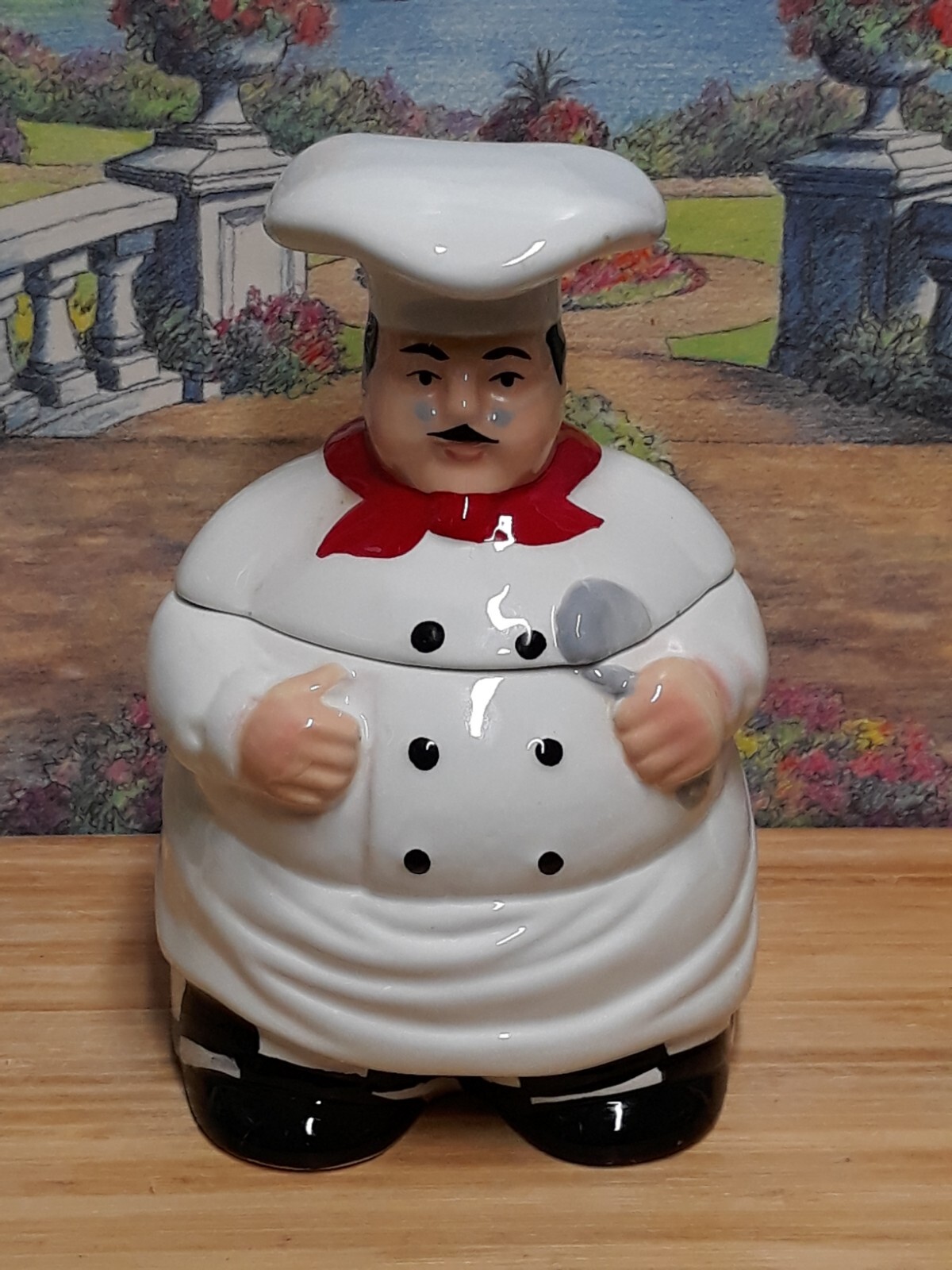 Set of Two Casa Vero Fat Chef Ceramic Canisters with Shalf by ACK | eBay