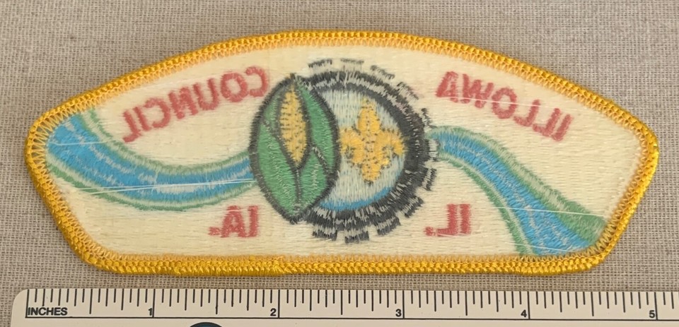 Vintage ILLOWA COUNCIL Boy Scout Uniform Strip PATCH CSP Illinois Iowa ...