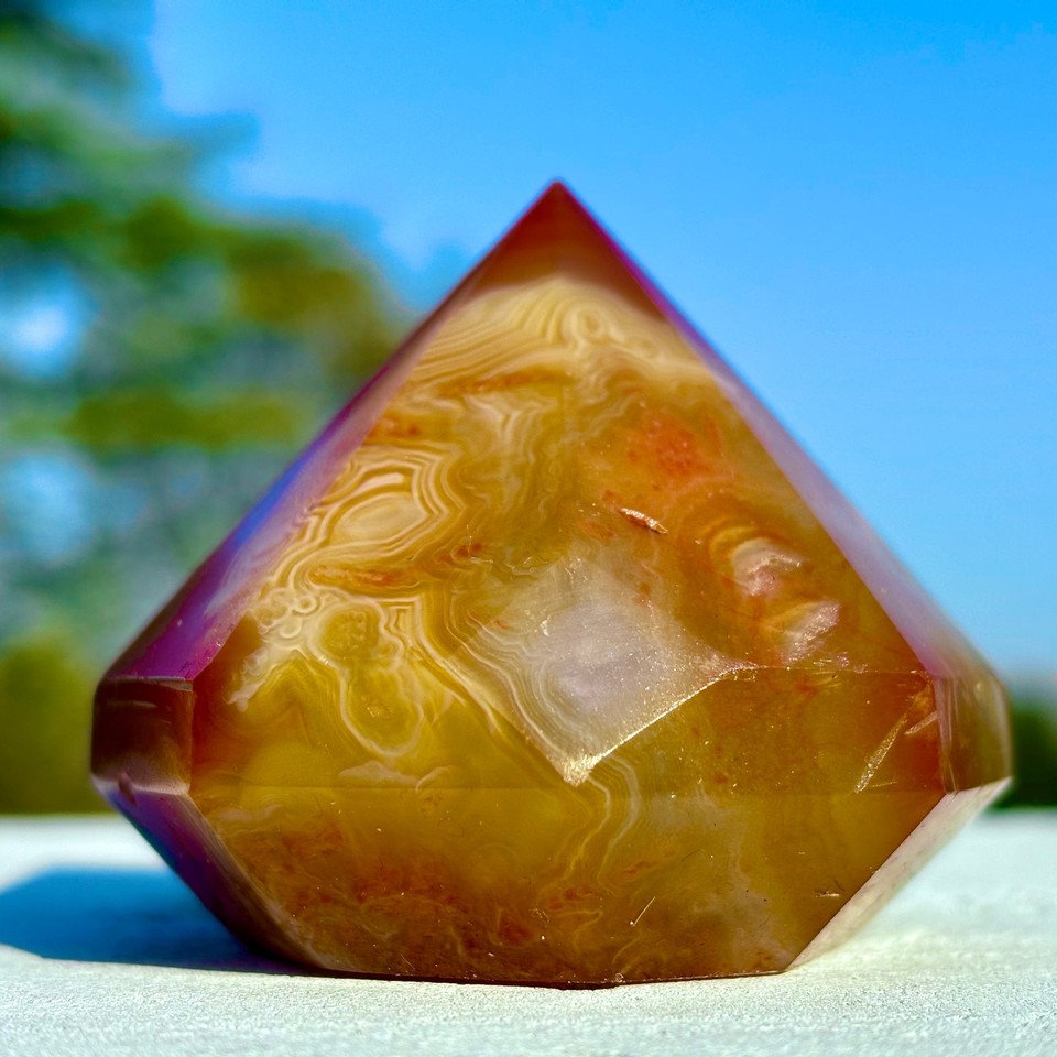 205G Natural Red Orange Sardonyx Agate Diamond Crystal Gem Mineral ...