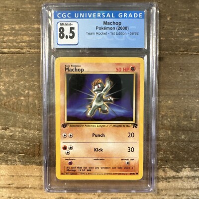 2000 Pokemon Machop Team Rocket 1st Edition 59/82 CGC 8.5 Near Mint ...