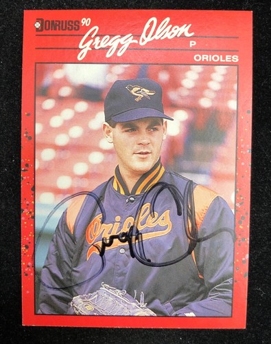 GREGG OLSON 1990 DONRUSS AUTOGRAPHED SIGNED AUTO BASEBALL CARD 377 ...