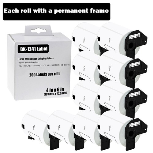 10Rolls For Brother QL-1100 DK-1241 Shipping Labels 4" x 6" W ...