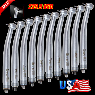 1-10 BURR Fiber Optic Dental E-generator LED 3 Spray High Speed ...