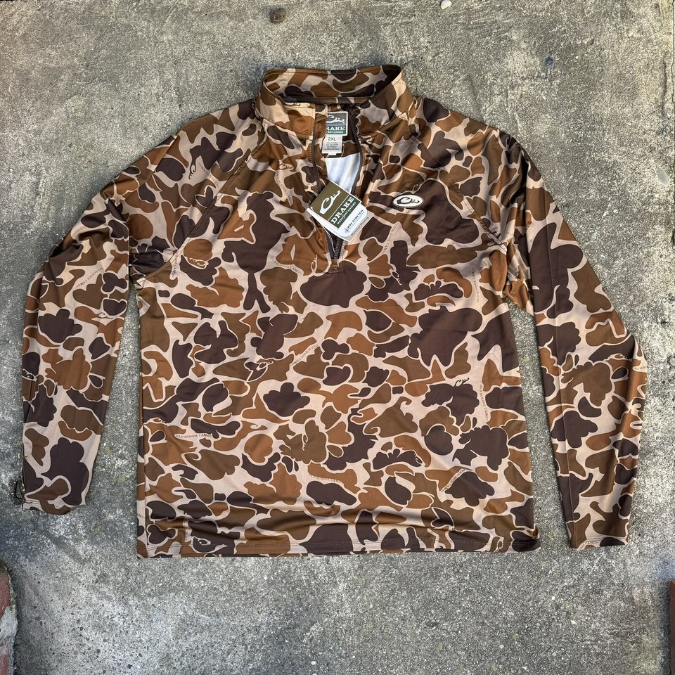 Drake Shirt Waterfowl EST Mens 2XL Microlite Camo 1/4 Zip Pullover | eBay