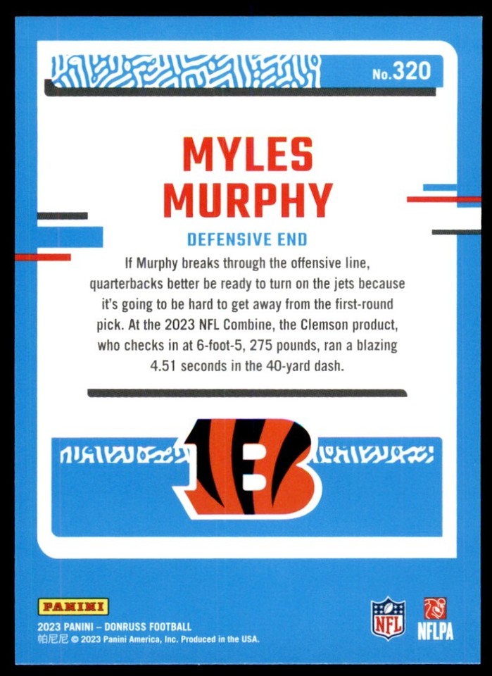 2023 Donruss Myles Murphy Cincinnati Bengals #320 | eBay