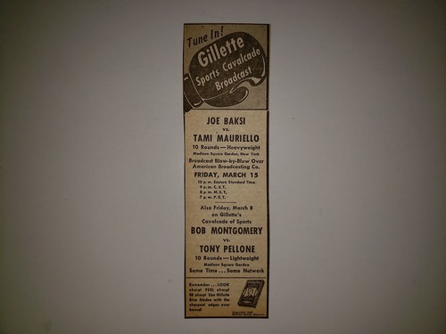 Joe Baksi Tami Mauriello Bob Montgomery Tony Pellone 1946 Boxing Ad ...