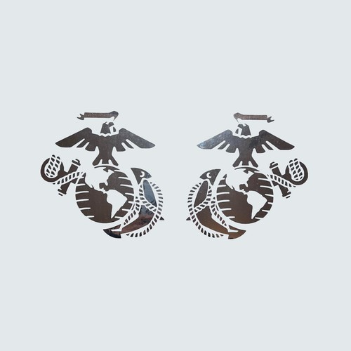 Chrome Set of 2 USMC Marine Corps Eagle Globe Anchor EGA Vinyl Decal ...