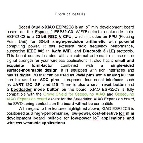 Seeed Studio Seeeduino XIAO ESP32-C3 WiFi Bluetooth Mesh 5.0 Development Bo2403- | eBay