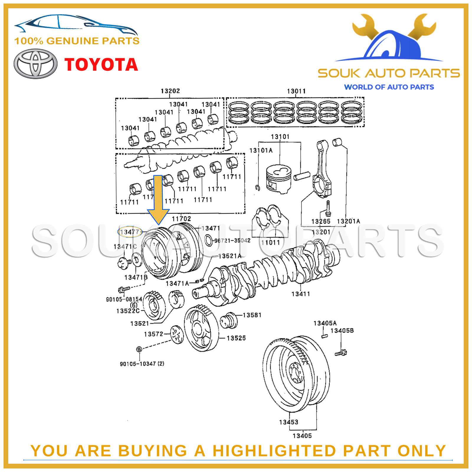 13407-17010 Genuine Toyota CRANKSHAFT PULLEY, NO.2 1340717010 OEM | eBay