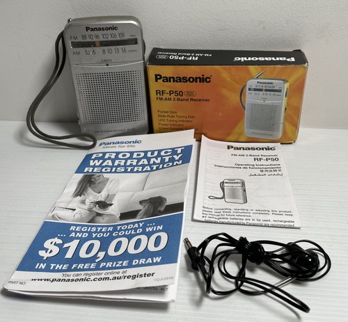 Panasonic Portable AM/FM 2-Band Receiver Pocket Radio - Silver RF-P50 ...
