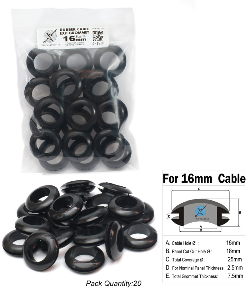 RUBBER GROMMET CABLE GROMMET FOR CHASSIS HOLE Black or White * VARIOUS ...