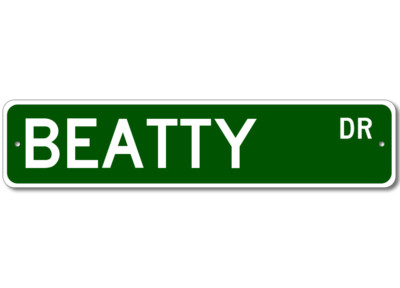 Beatty Drive Street Sign Personalized Custom Last Name Metal Sign ...