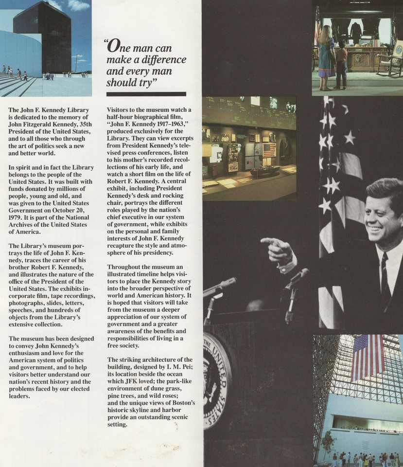 John F. Kennedy Library & Museum Brochure (1980's) Dorchester ...