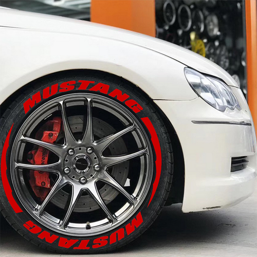 Mustang Tire Lettering Sticker 1.06" 14"-22" All Red Wheel Letters 8 ...