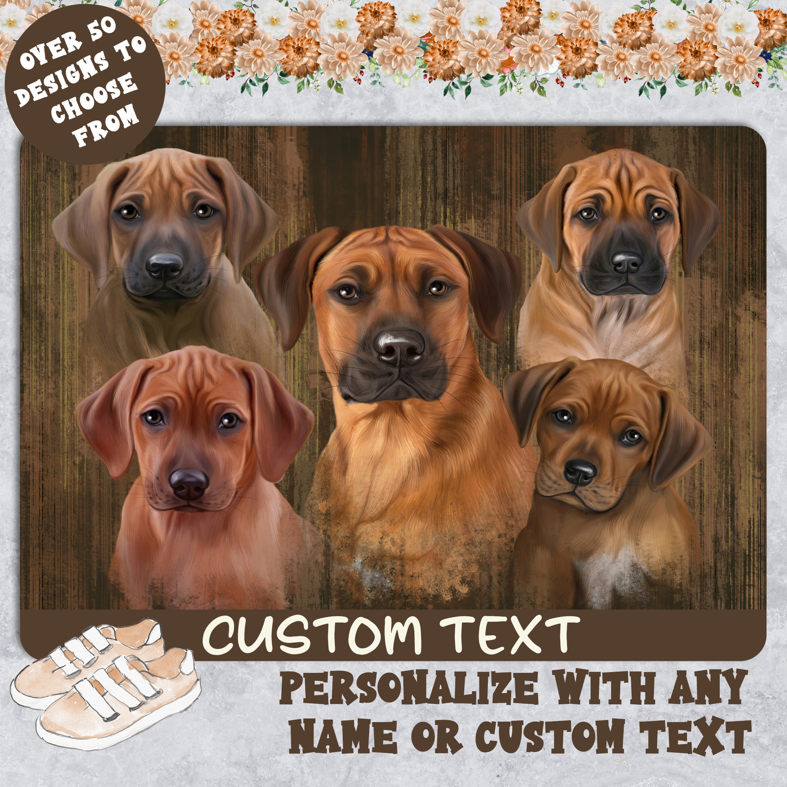 Rhodesian Ridgeback Dogs Area Rug and Runner Personalized Indoor ...