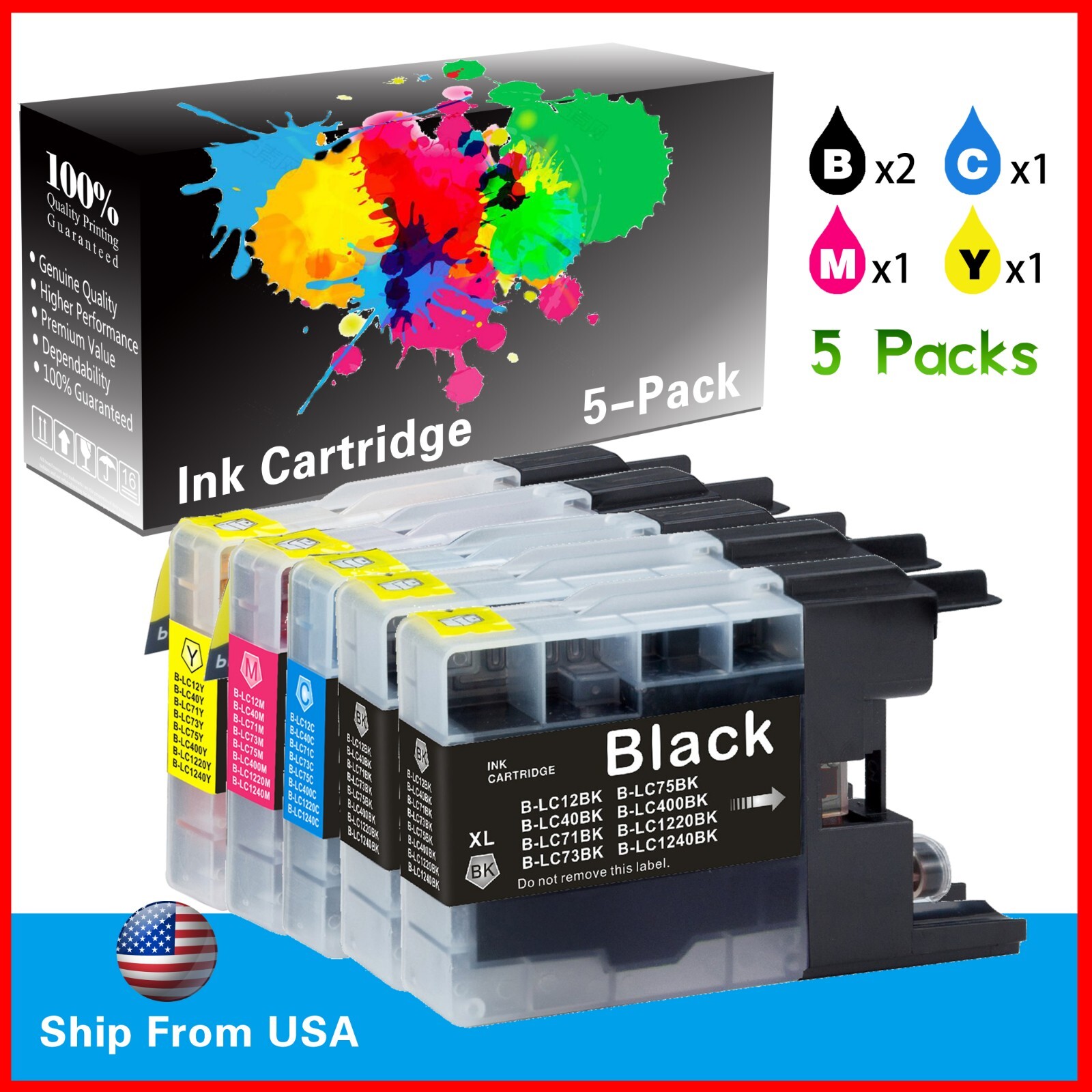 5PK LC-75 LC75XXL Ink Cartridge 75XXL for MFC J6710DW Printer | eBay