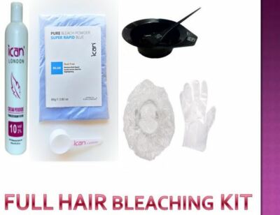 Full hair bleaching kit Cream Peroxide 250ml 3% VOL 10 + Rapid Blue ...