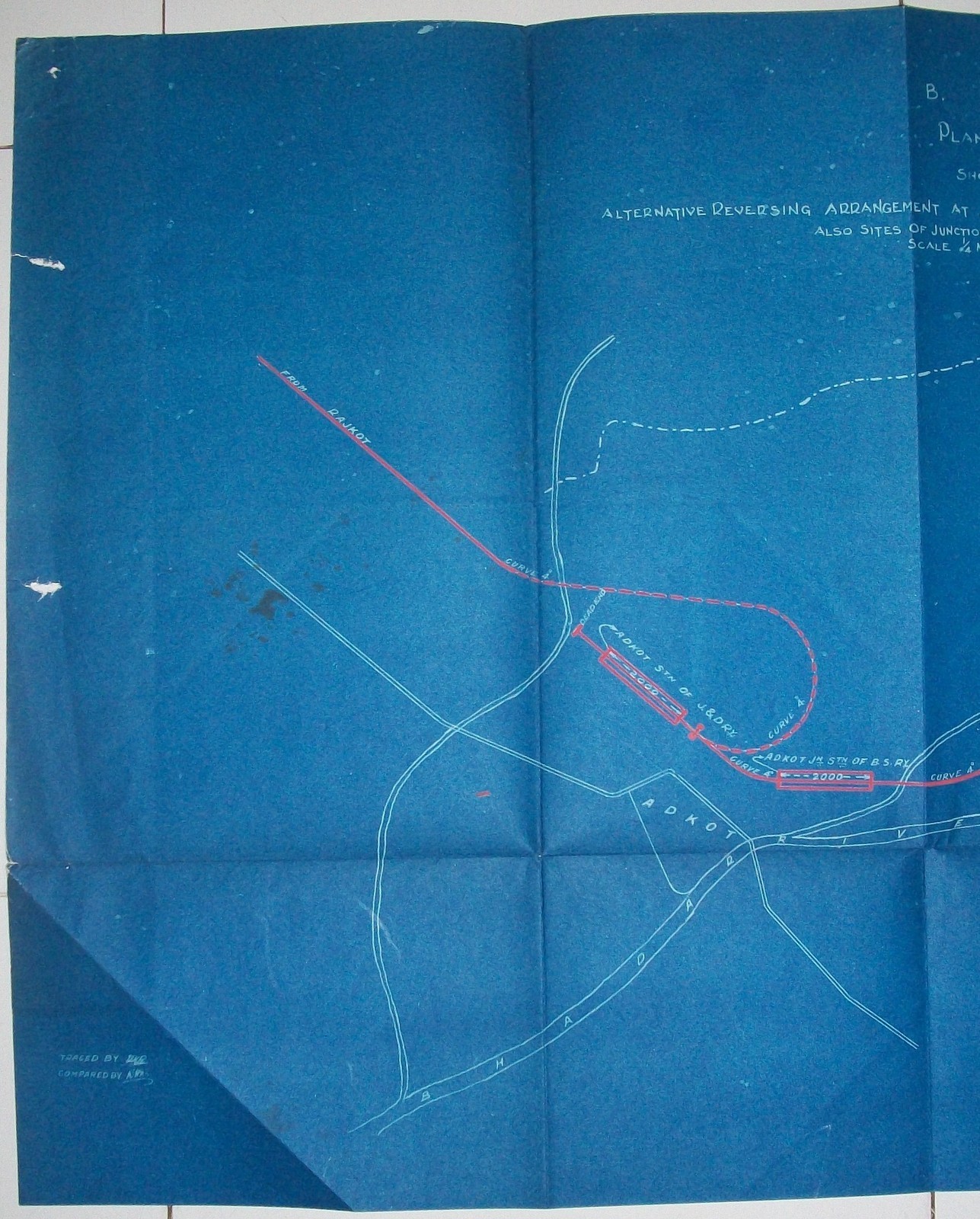 India 1941 Jasdan State proposed Adkot reversing railway map. 1 mile ...