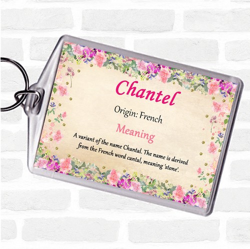 Chantel Name Meaning Bag Tag Keychain Keyring Floral | eBay