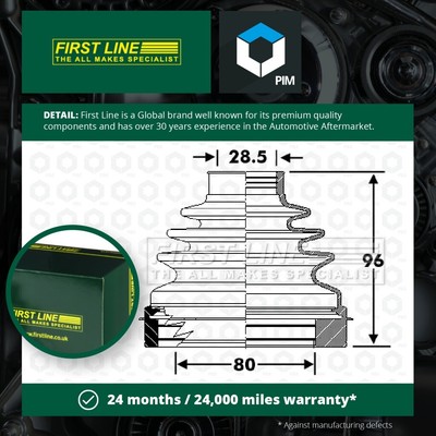 CV Joint Boot Front Inner FCB6297 First Line C.V. Driveshaft Gaiter ...