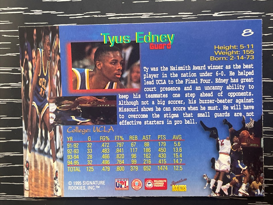 1995 Signature Rookies Draft Day #8 Tyus Edney/38000 | eBay