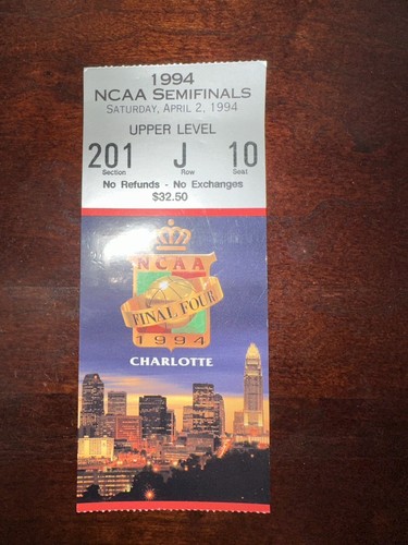 1994 NCAA Basketball Final Four Ticket - Arkansas Duke Florida Arizona ...