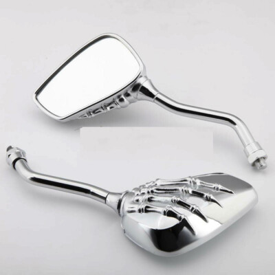 2x Chrome Motorcycle Skull Skeleton Hand Rearview Side Mirrors For ...