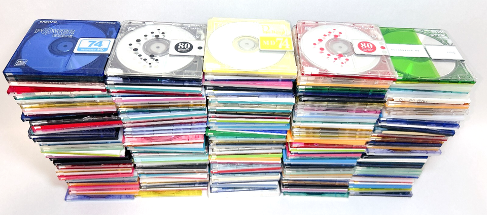 MiniDiscs Pre Recorded Lot of 100 Mixed Brands 74min 80min Audio No ...