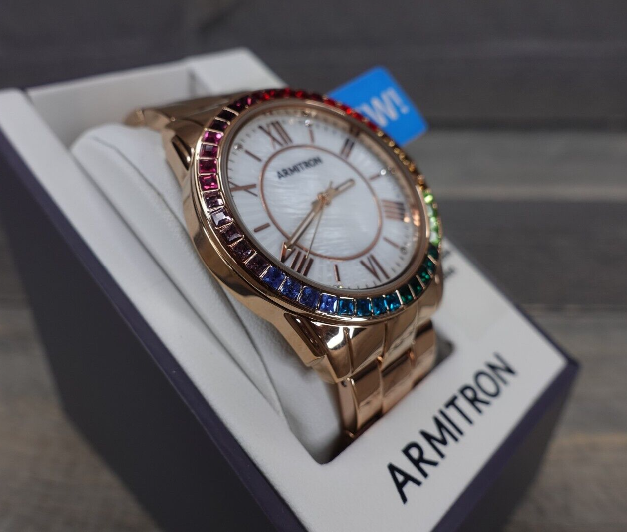 Armitron Women’s Mother of Pearl Rainbow Crystal Bezel Watch - 75 ...