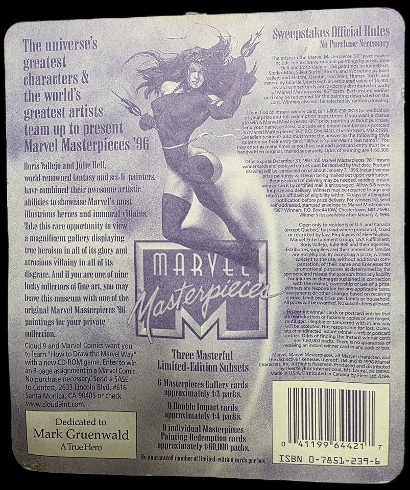 1996 Marvel Fleer Masterpieces Blister Pack Sealed | eBay