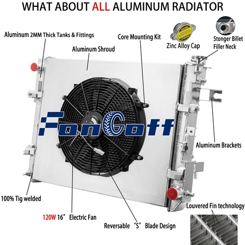 4-Row Aluminum Radiator+Shroud Fan Fit 09-18 Dodge Ram 1500 2500 3.7L 4 ...