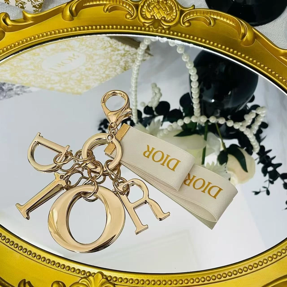 Dior Charm Gold Lucky Logo design Keychain Gift NEW Key chain With Box ...