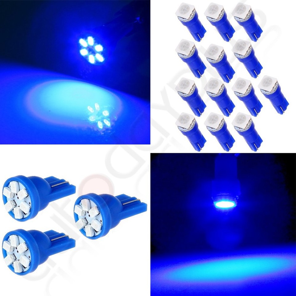 BLUE INSTRUMENT PANEL CLUSTER DASH LED BULB LIGHT LAMP T5 & T10 KIT FOR ...