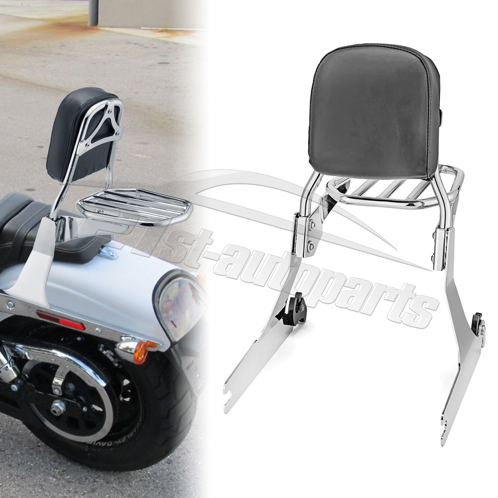 Detachable Sissy Bar Backrest & Rack For Harley Dyna FXD FXDL FXDLS ...