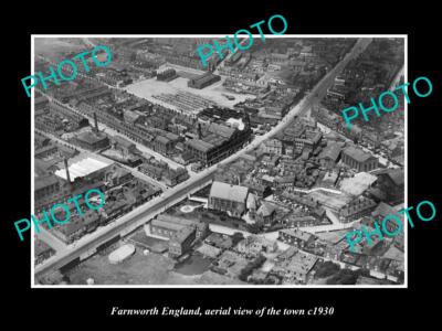 OLD 6 X 4 HISTORIC PHOTO OF FARNWORTH ENGLAND AERIAL VIEW OF THE TOWN ...