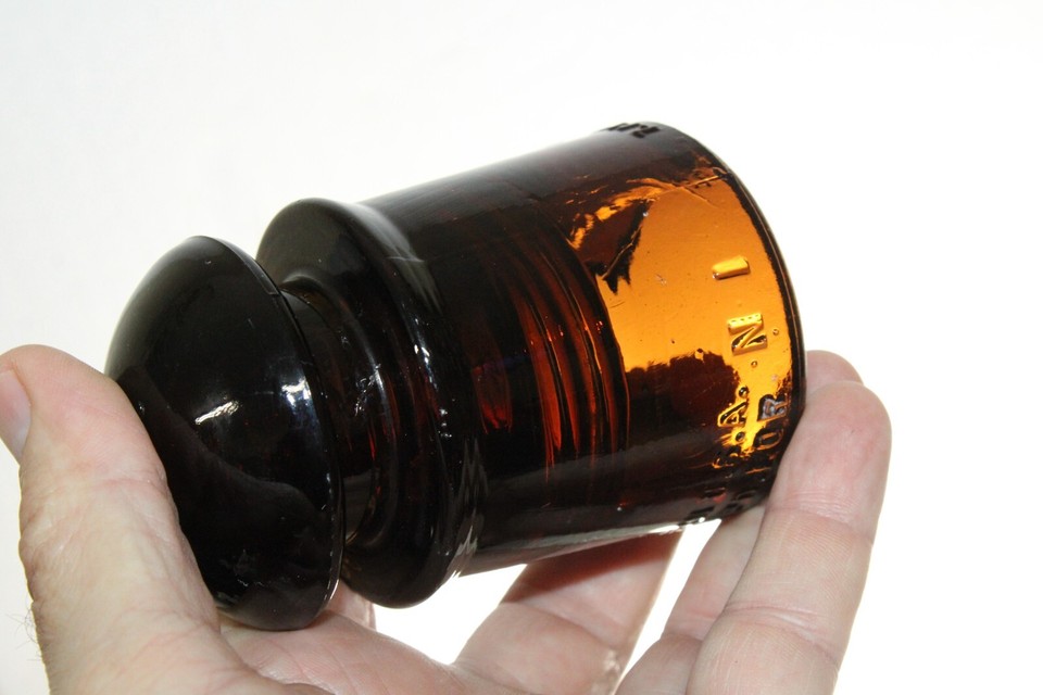 VINTAGE AMBER PYREX INSULATOR . | eBay