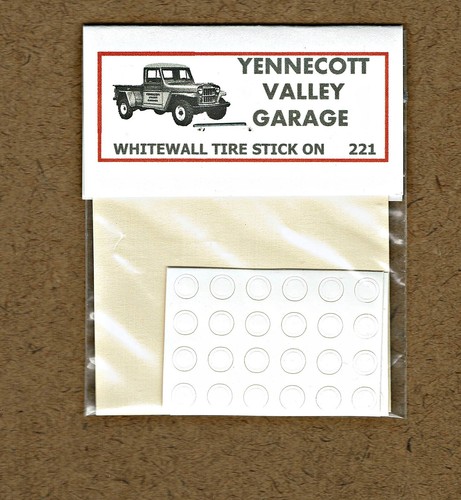 WHITEWALL TIRE STICK ON * VINYL * HO SCALE * 12 VEHICLE QUANTITY * MD ...