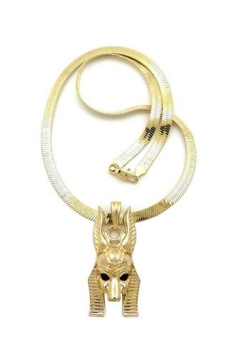 Hip Hop Egyptian ANUBIS Pendant & 18" 20" 24" Herringbone Chain Bling ...