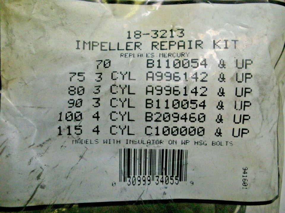 Genuine Sierra Prime Line Impeller Repair Kit 18-3213 Fits Mercury | eBay