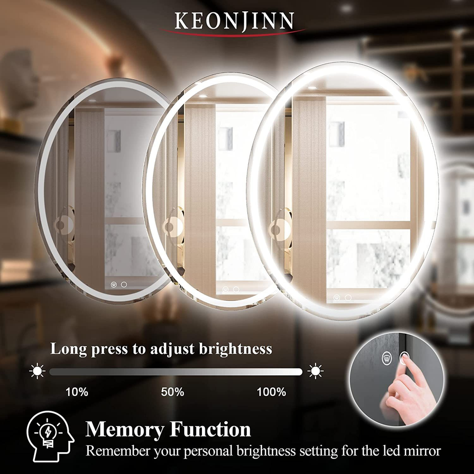Keonjinn Oval LED Mirror for Bathroom 24 x 32 24"x32", Front-lighted ...