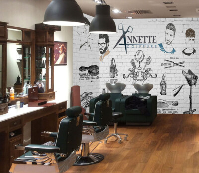 3D Befriedigt M0348 Friseurladen Geschäft Tapete Wandbild Selbstklebend ...