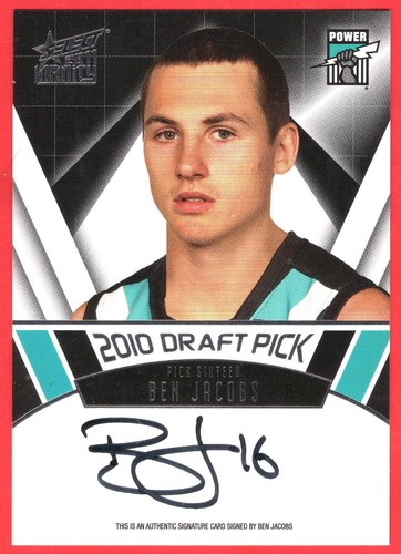 2011 AFL [DRAFT PICK SIGNATURE CARD] - DPS16 Ben JACOBS (PORT ADELAIDE ...