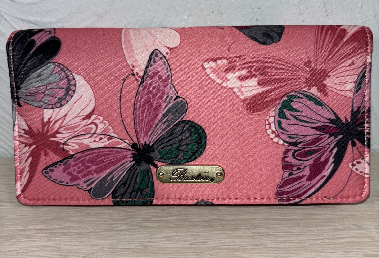 Buxton Womens Snap Closure Pink Butterfly Bifold Print Wallet | eBay
