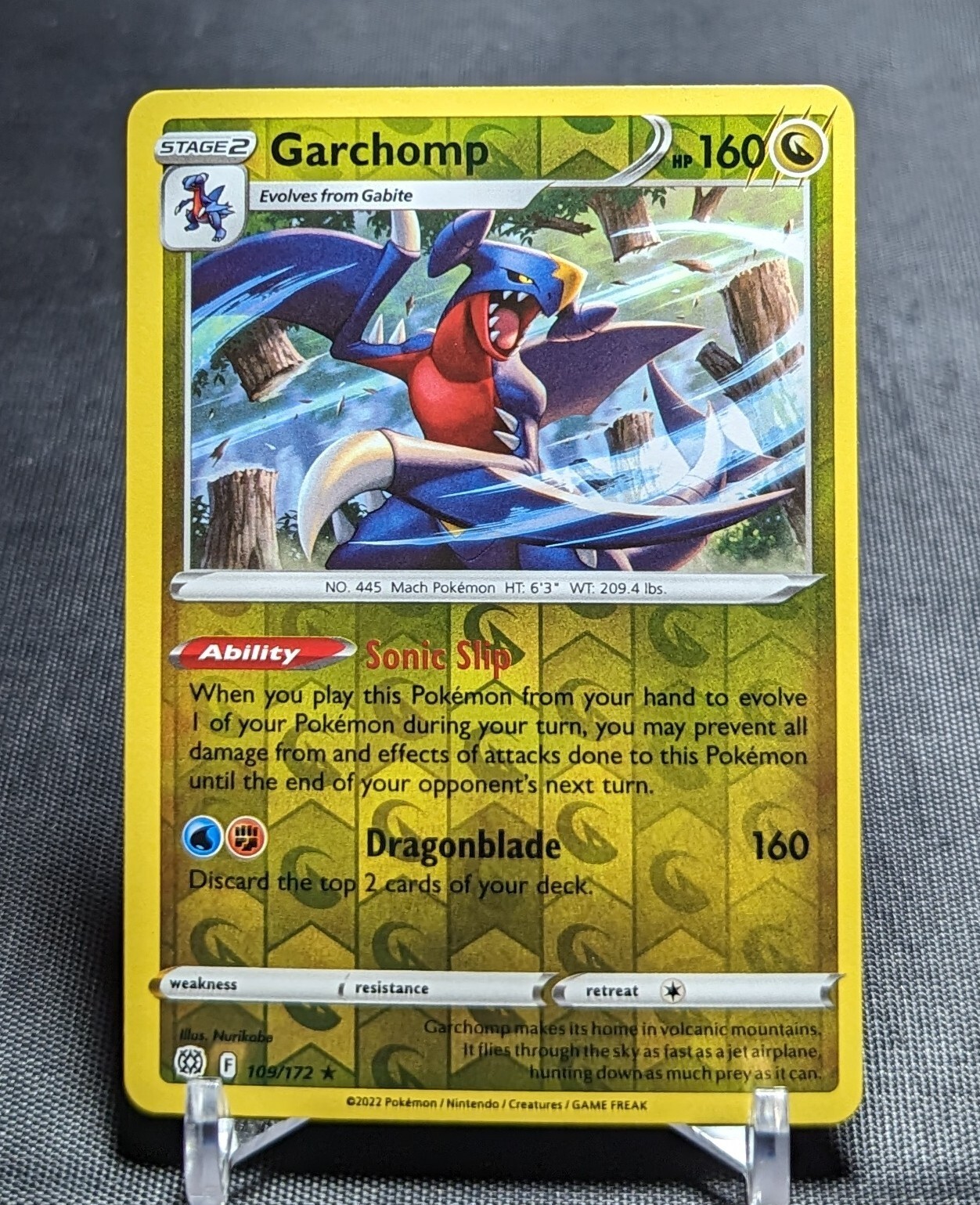 Garchomp Rare Reverse Holo Dragon 2022 Brilliant Stars Pokemon TCG Card ...