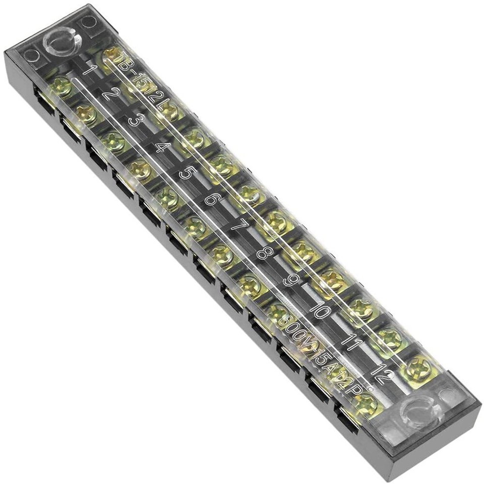 2X Block 2 Position 600V 15A Wire Barrier Dual Row Screw Terminal Panel ...