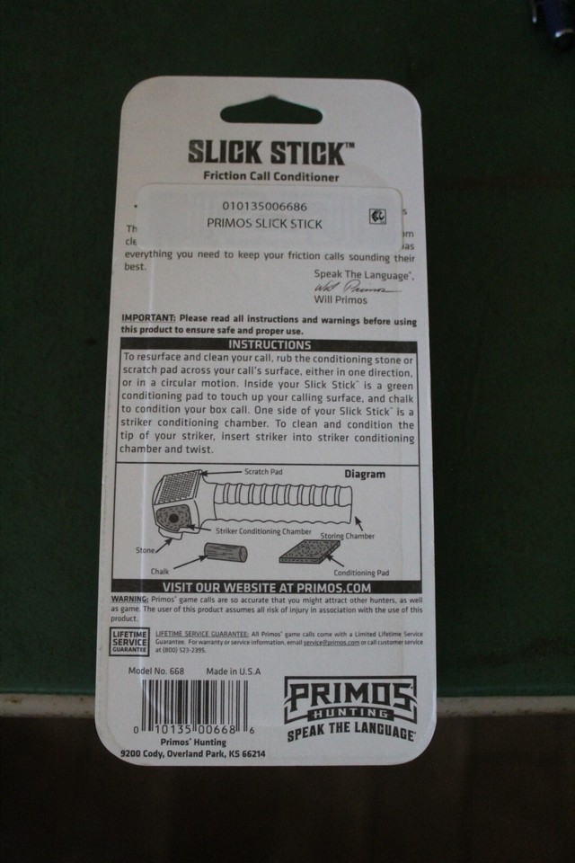 Primos Slick Stick Turkey Call Conditioning System - 668 FREE SHIPPING ...