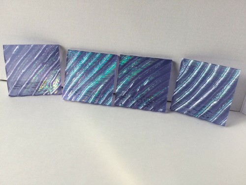 4 pieces 4x4x3/8 Iridescent Blue Wave Texture 3Form Resin Color Sample ...