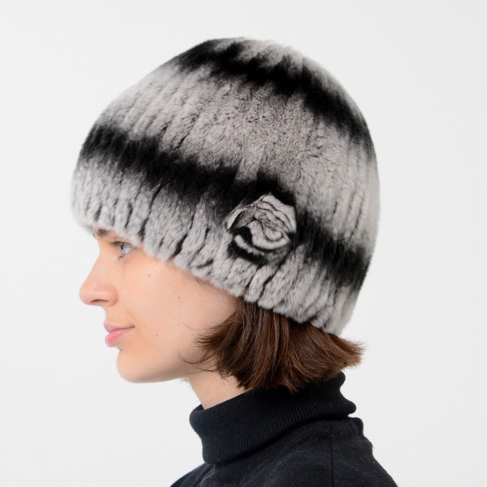 Women's Rabbit Fur Hat Winter Russian Fur Hat Luxury Hat Style Beanie ...