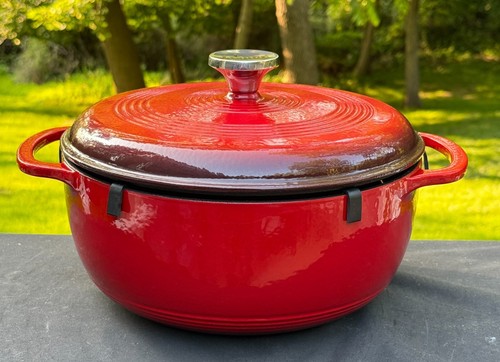 Lodge Cast Iron Enamel Dutch Oven Red 6 Quart | eBay