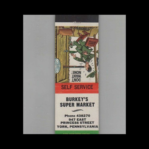 Matchbook Cover Burkey's Super Market Self Service York, PA | eBay
